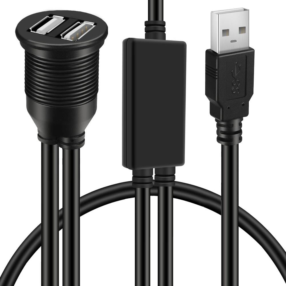 BATIGE Dual 2 USB Female As Hub Car Mount Flush Cable 3ft | CAR MOUNT ...