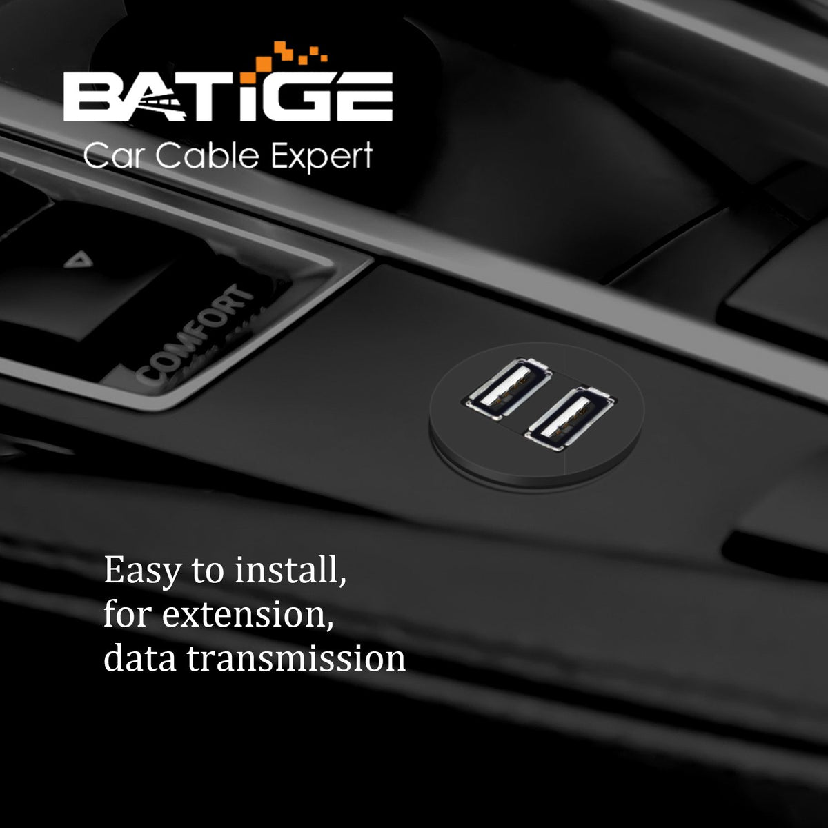 BATIGE Dual 2 USB Female As Hub Car Mount Flush Cable 3ft | CAR MOUNT ...