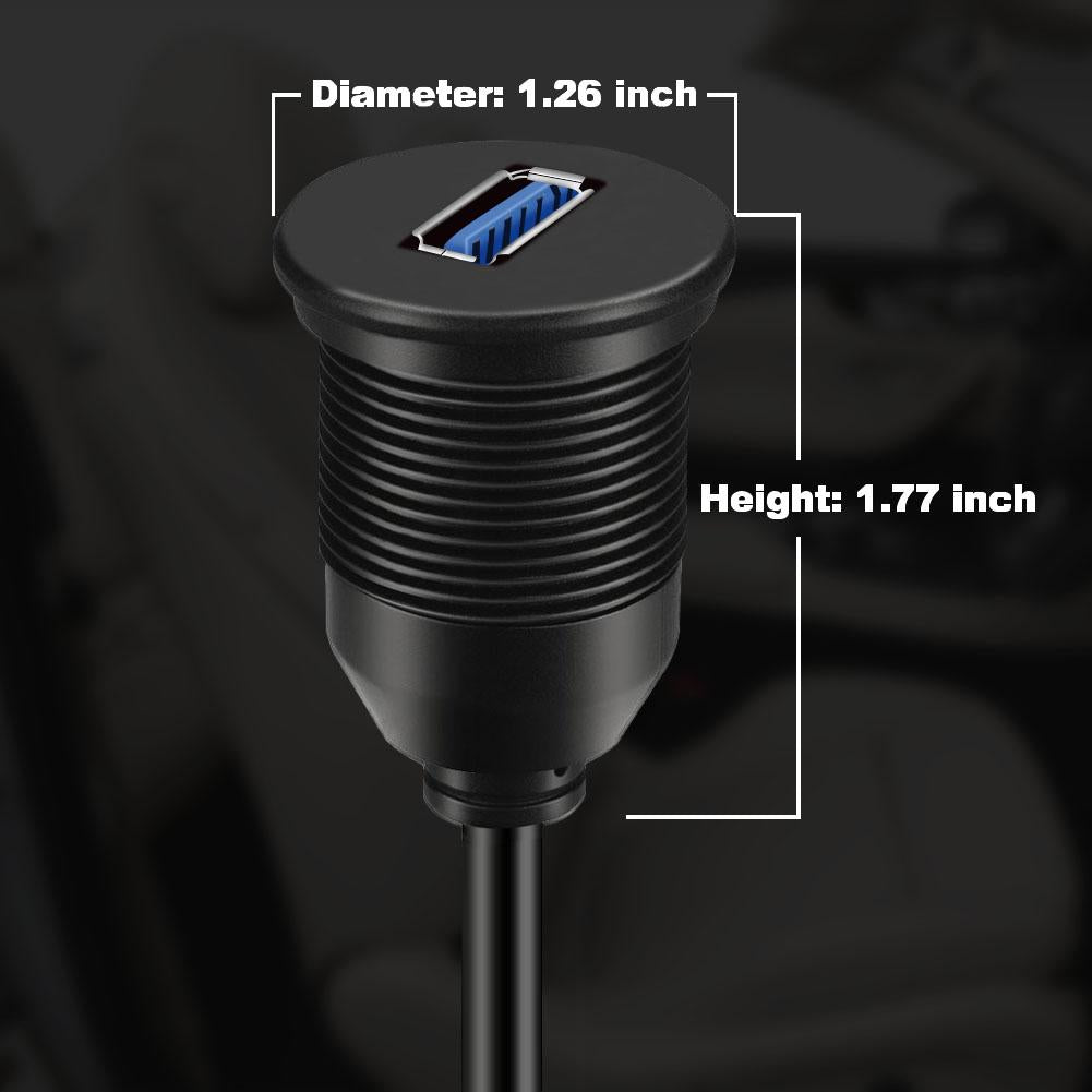 BATIGE Single Port USB 3.0 Car Mount Flush Cable 3ft | CAR MOUNT USB ...