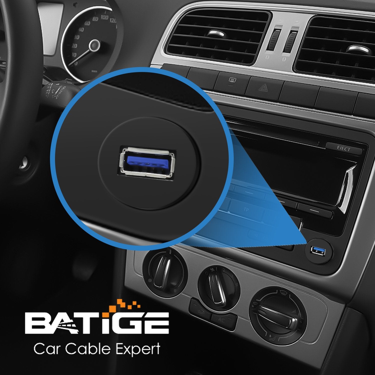 BATIGE Single Port USB 3.0 Car Mount Flush Cable 3ft | CAR MOUNT USB ...