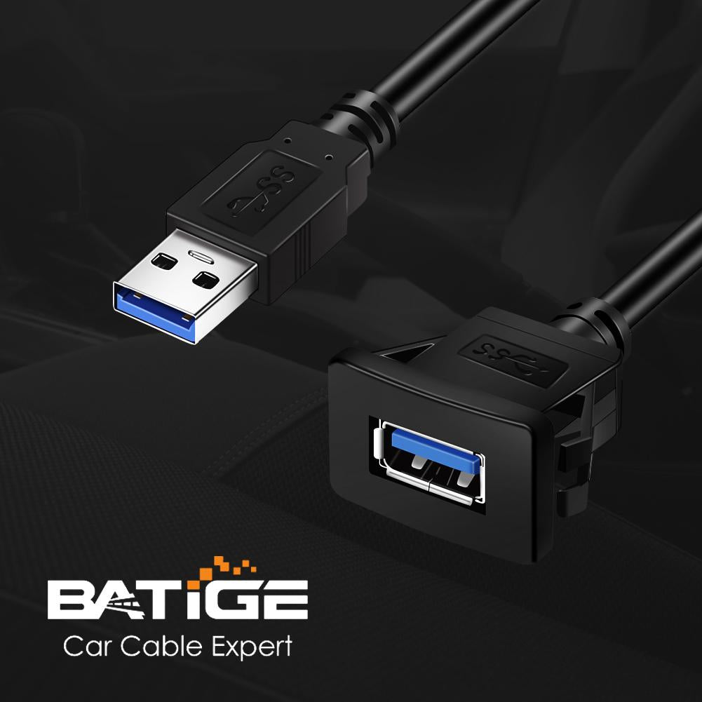 BATIGE Square Single Port USB 3.0 Car Mount Flush Cable 3ft | CAR MOUNT ...