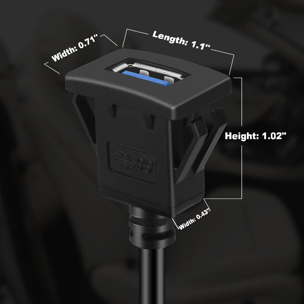 BATIGE Square Single Port USB 3.0 Car Mount Flush Cable 3ft | CAR MOUNT ...