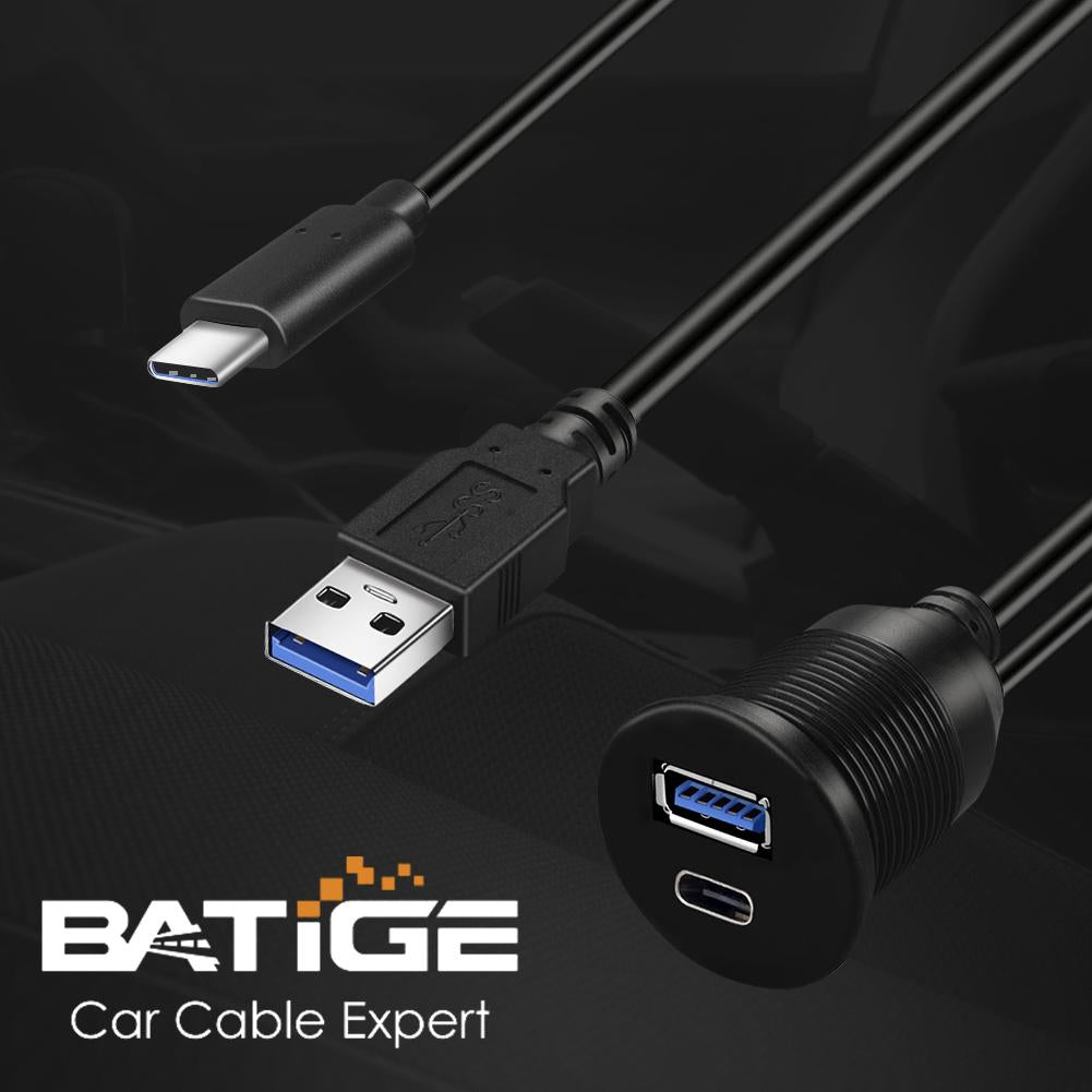 BATIGE Type C 3.1 and USB 3.0 Car Mount Flush Cable 3ft | CAR MOUNT USB ...