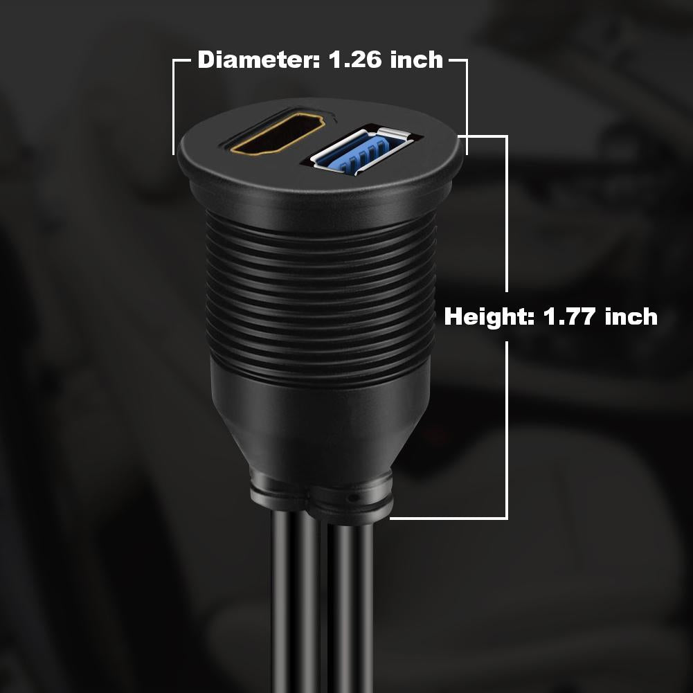 BATIGE USB 3.0 & HDMI to HDMI + USB3.0 Car Mount Flush Cable 3ft | CAR ...