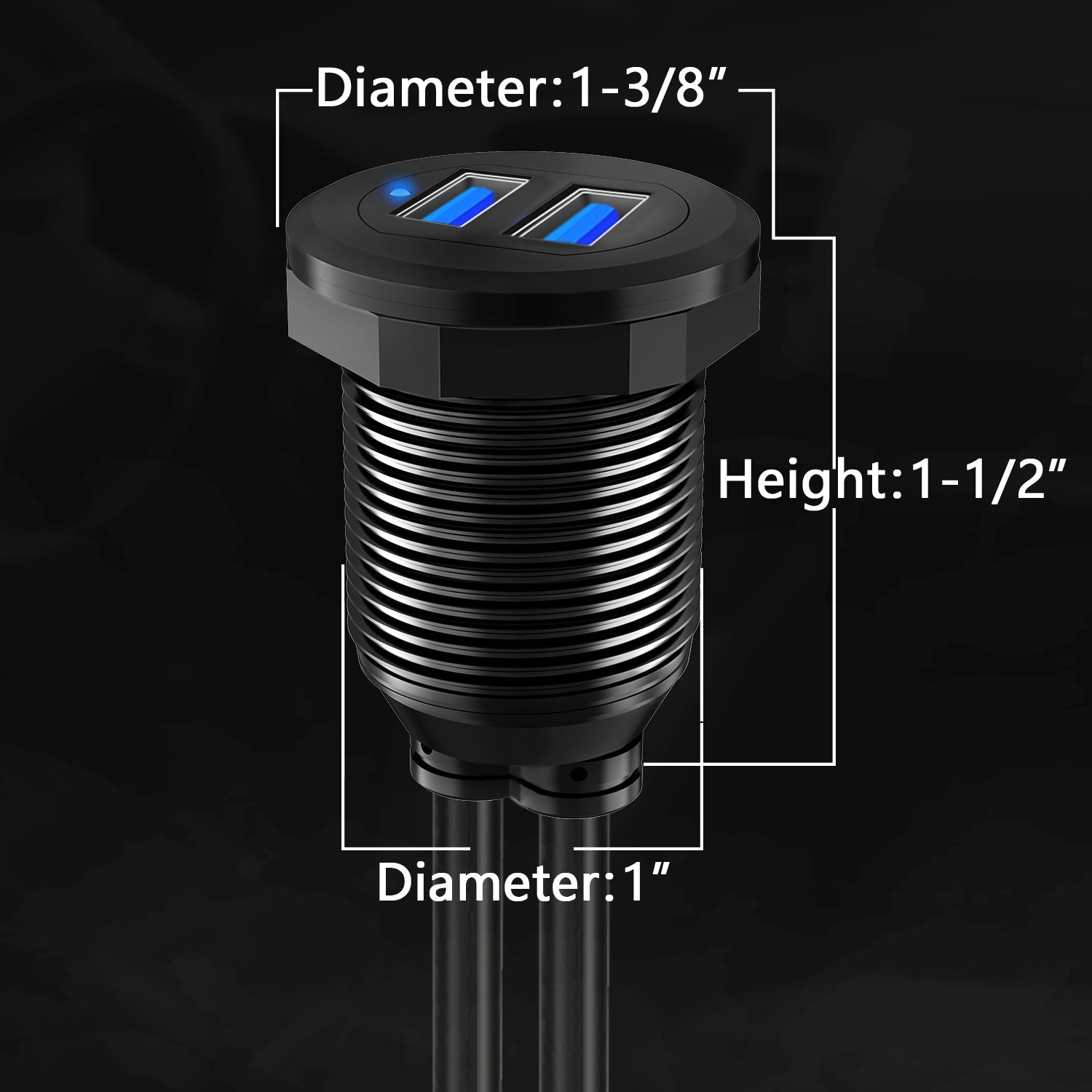 BATIGE Alloy With LED Dual Port USB 3.0 Car Dashboard Flush Mount Cable ...