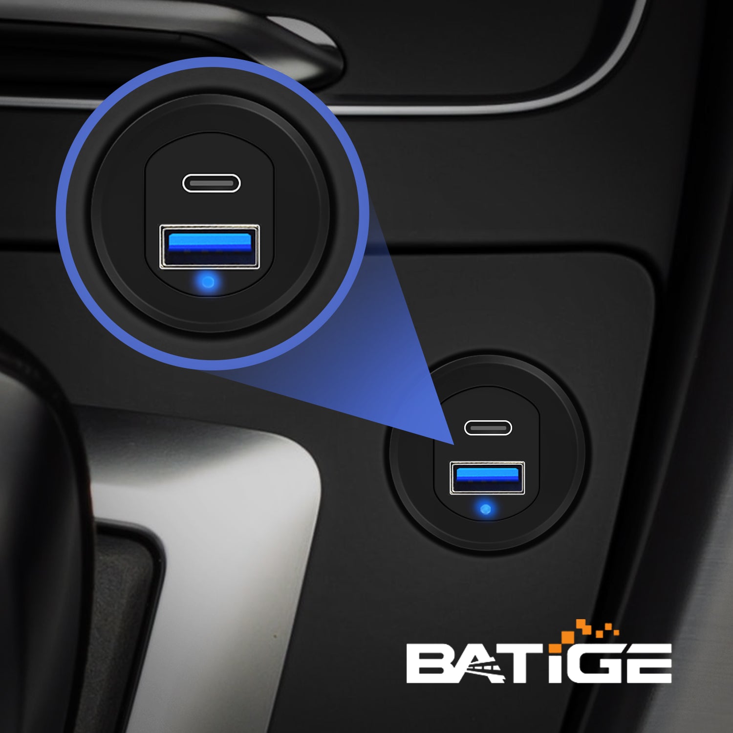 BATIGE Type C 3.0 and USB 3.0 Alloy Shell Car Mount Flush Cable 1M ...